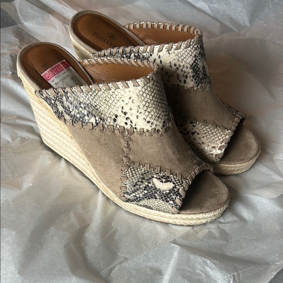 Ruff Hewn | Shoes | Ruff Hewn Tan And Cream Wedge Sandals With ...